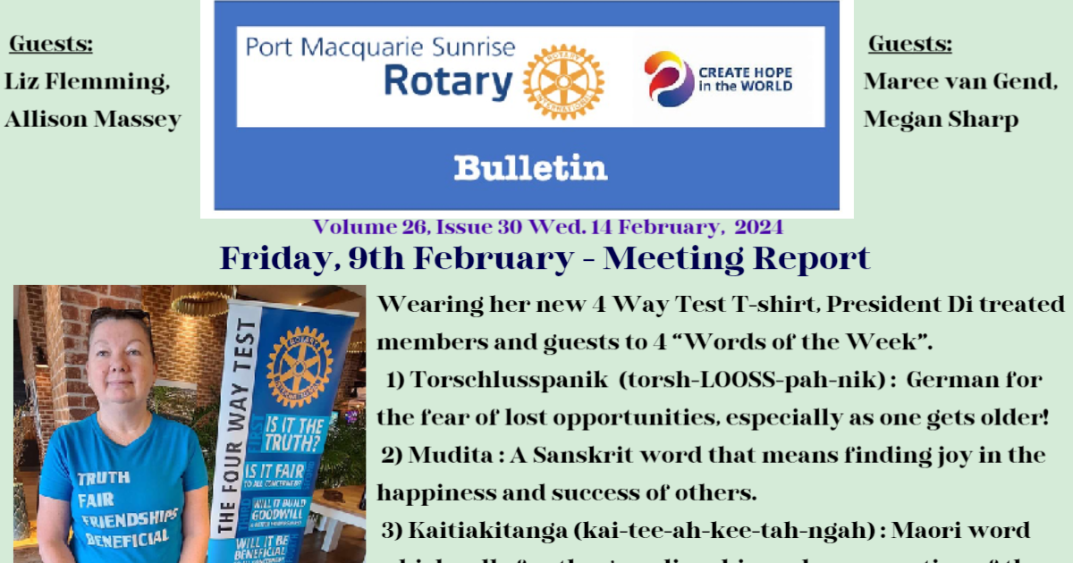 Sunrise Bulletin Vol 26 Issue 30 Wed 14 February, 2024