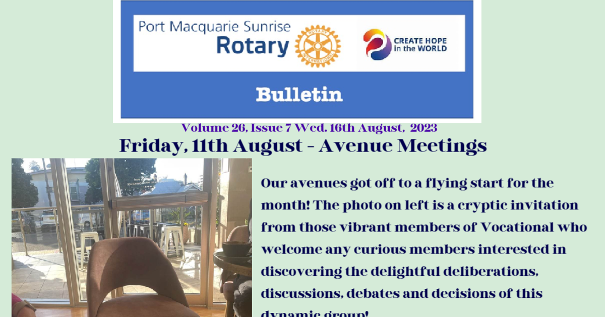 Sunrise Bulletin Vol 26 Issue 7 Wed 16th August, 2023